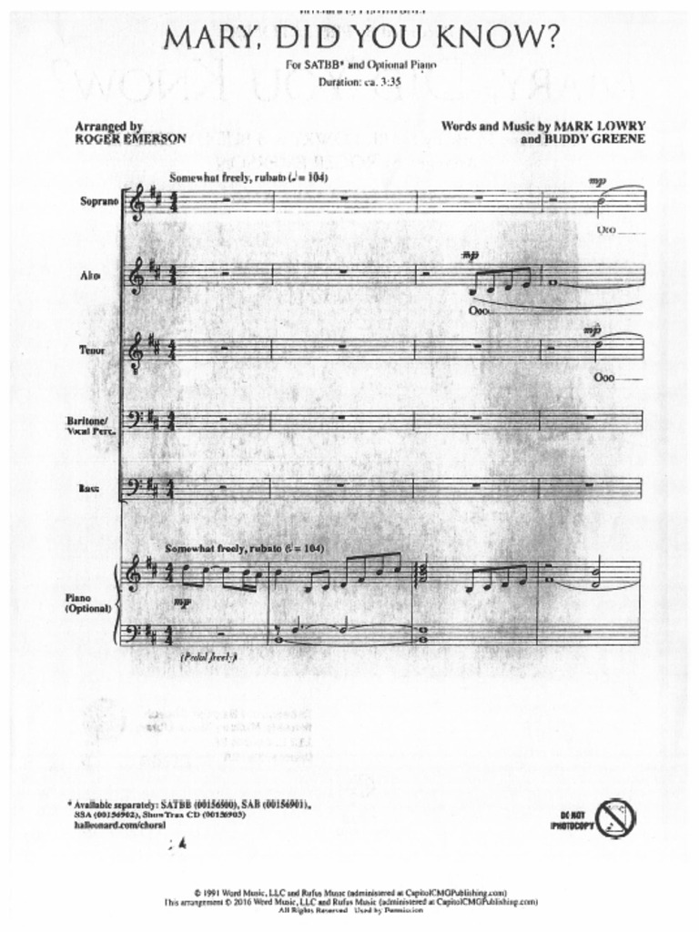 Mary Did You Know SATB | PDF