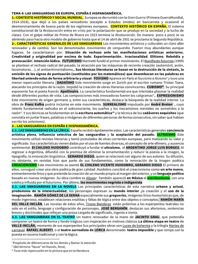 Vanguardia Europea y Latinoamericana | PDF | Vanguardia | Las artes