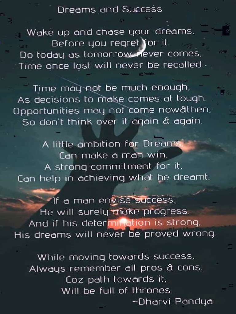 Poem Dreams and Success | PDF