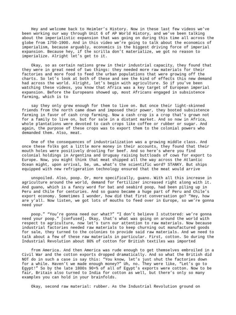 NoteGPT - Global ECONOMIC Development (AP World History) Unit 6 Topic 4 (6.4) | PDF | Cash Crop ...