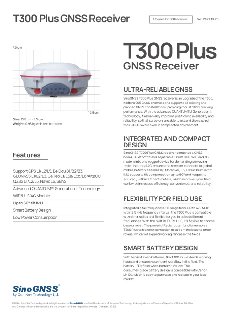 SinoGNSS T300 Plus GNSS Receiver | PDF | Wireless | Telecommunications ...