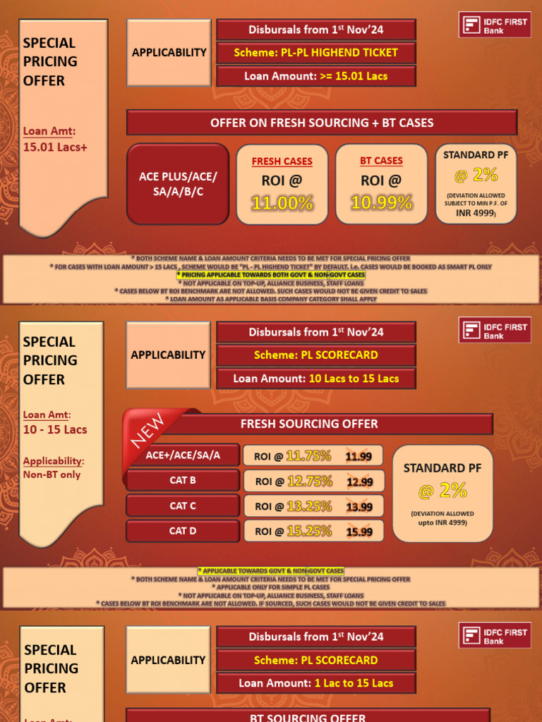 PL Special Pricing Offer - Effective Nov'24 | PDF | Credit | Finance ...