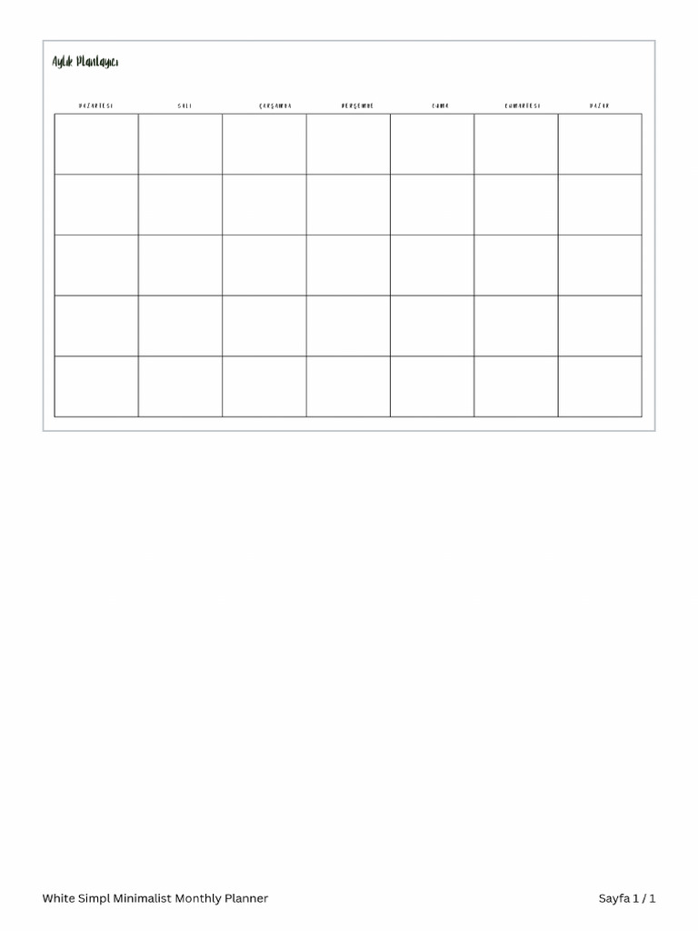White Simpl Minimalist Monthly Planner | PDF