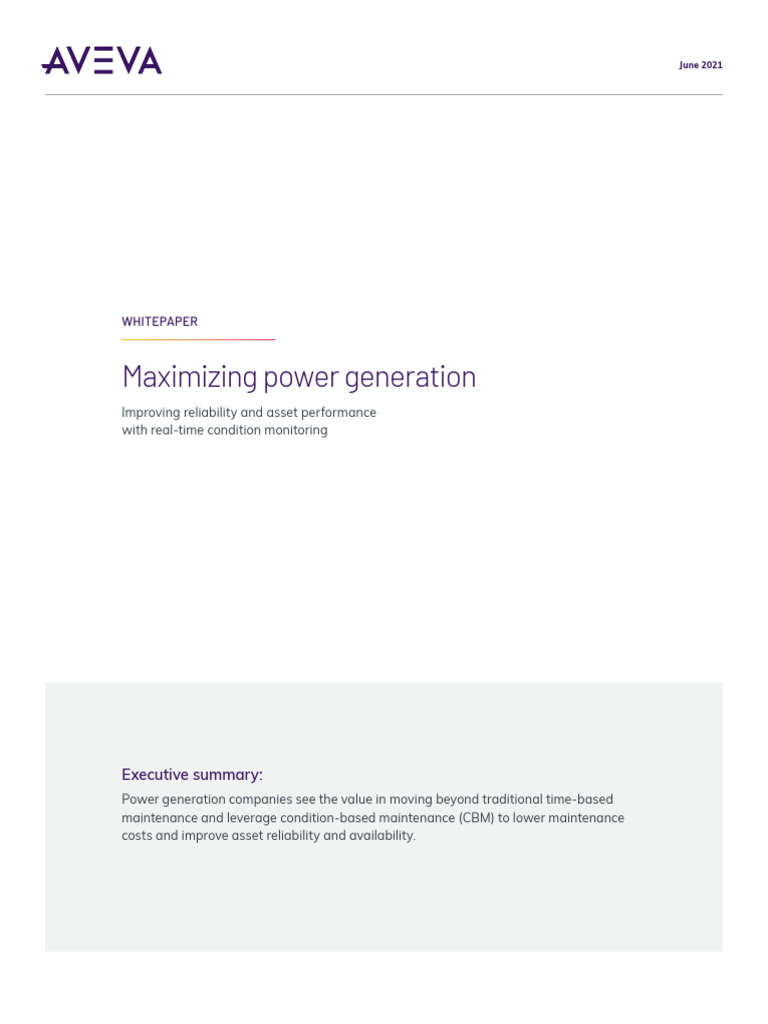 WhitePaper_AVEVA_MaximizingPowerImprovingReliabilityAssetPerformance_21-06 | PDF | Wind Turbine ...