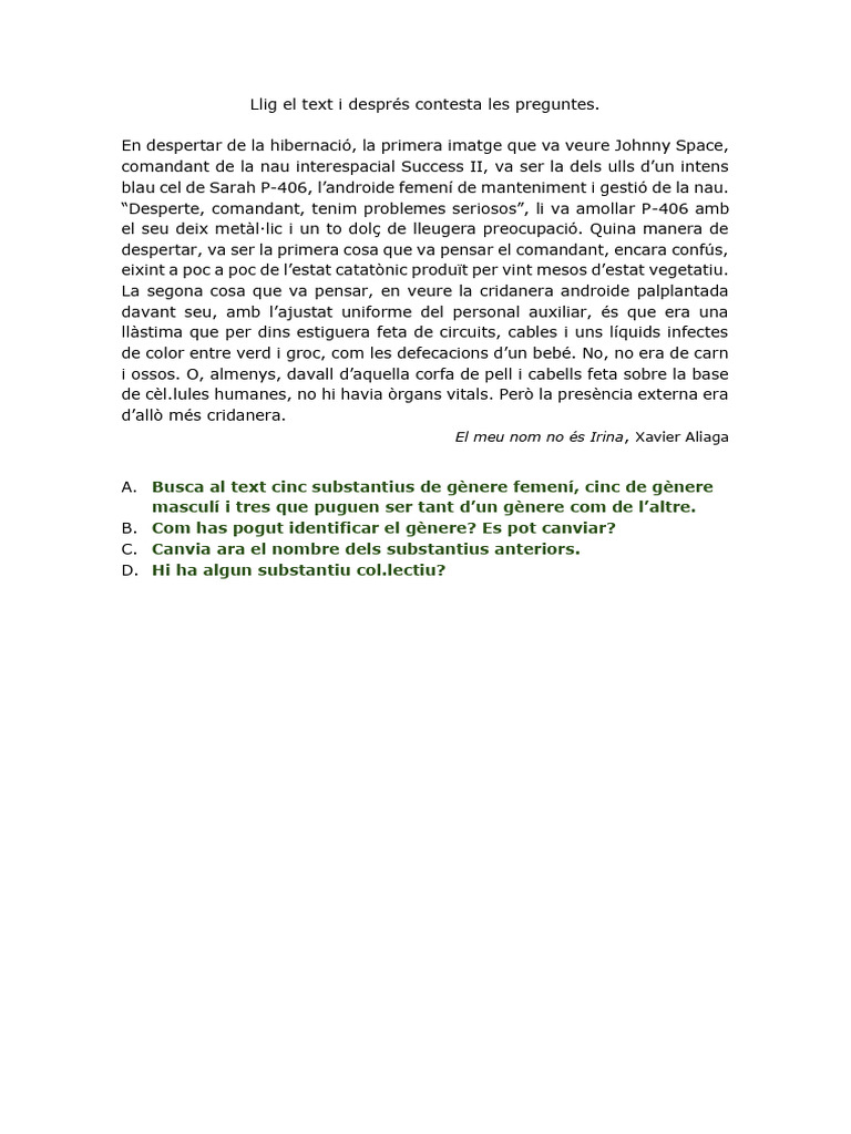 El Substantiu 1 ESO | PDF