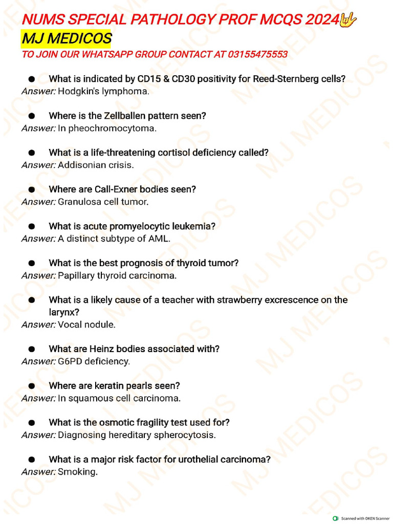 S.pathology Prof MCQS 2024? | PDF