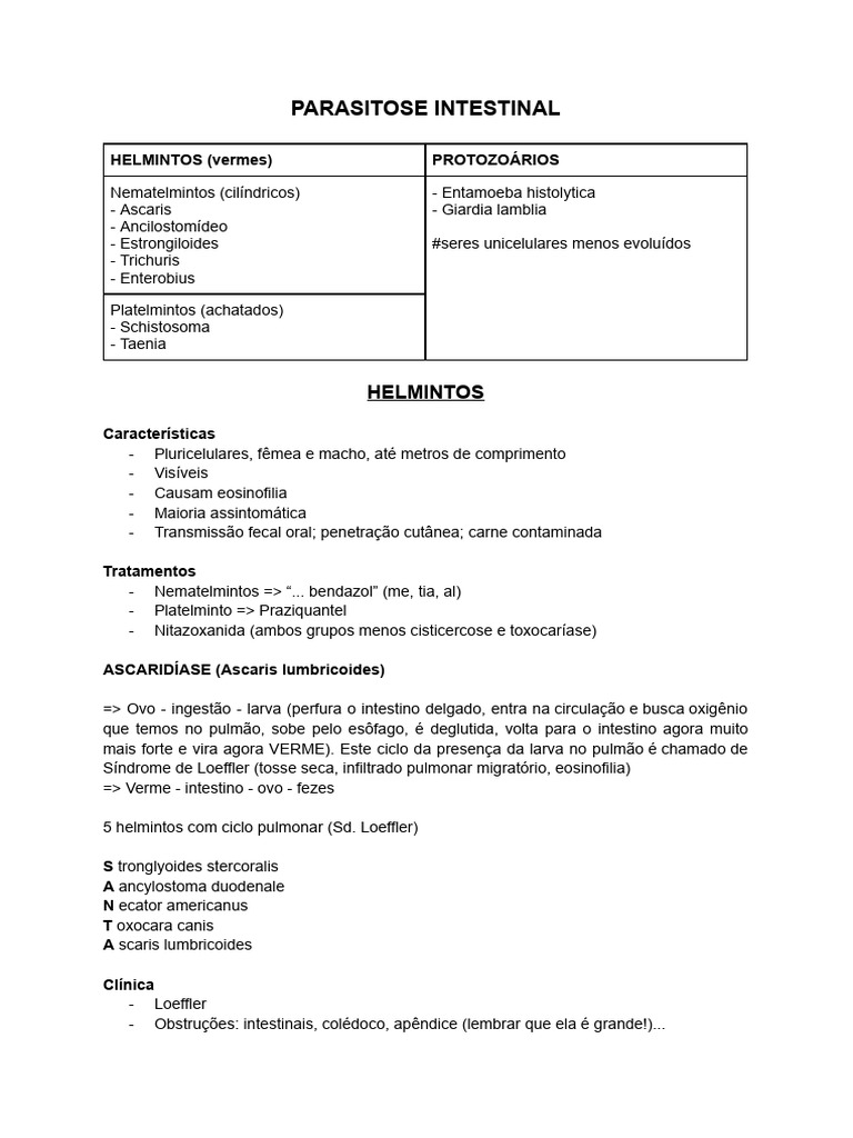 Parasitoses Intestinais | PDF | Imunologia | Epidemiologia