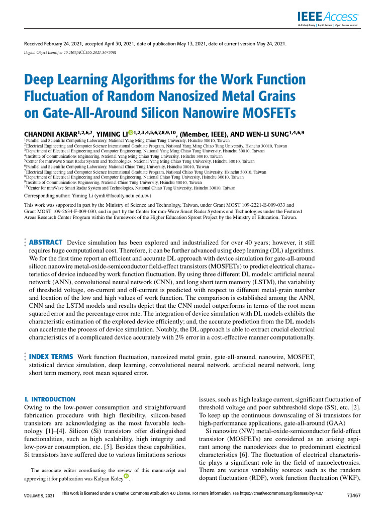 Deep Learning Algorithms For The Work Function Fluctuation of Random Nanosized Metal Grains On ...