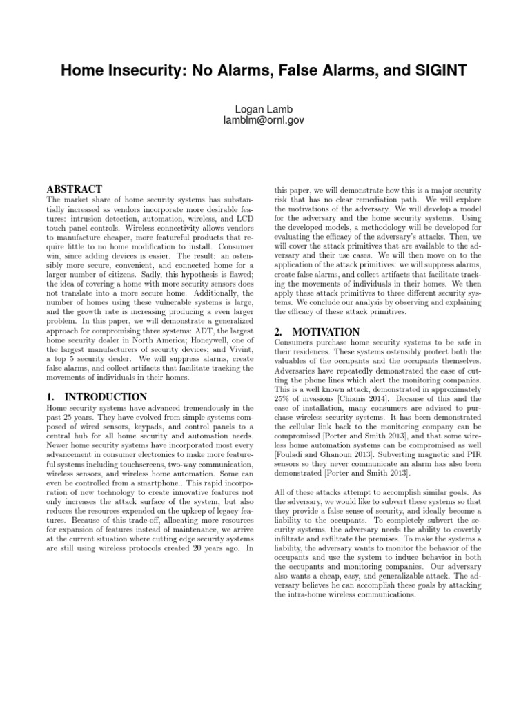 DEF CON 22 - Logan-Lamb-HOME-INSECURITY-NO-ALARMS-FALSE-ALARMS-AND ...
