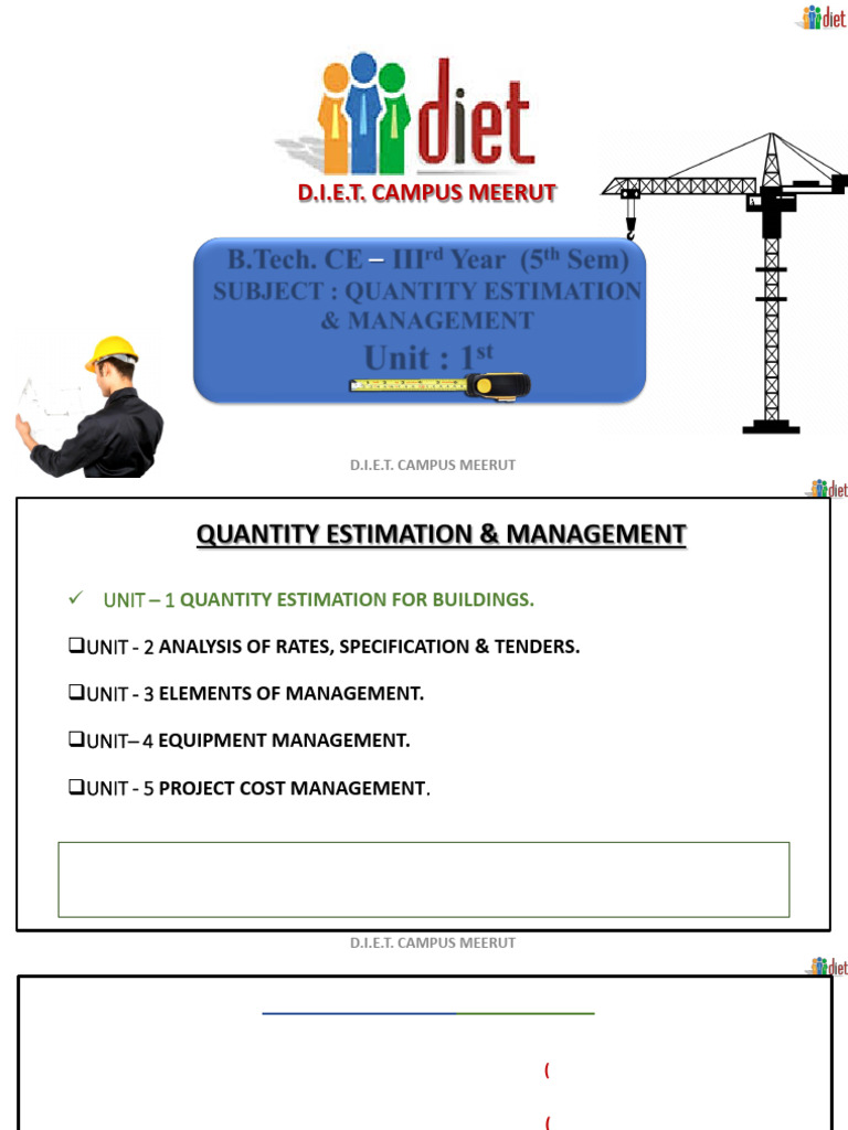 UNIT - 1ST Quantity Estimation Part B | PDF | Length | Wall