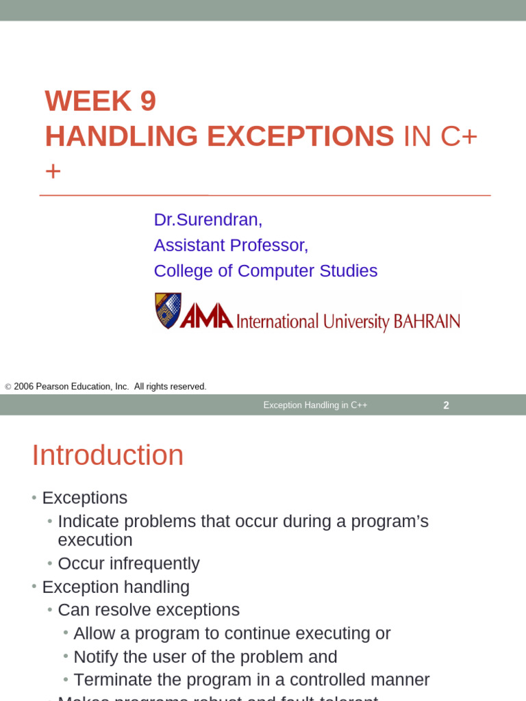 Week9 ExceptionHandling | PDF | C++ | Computer Science