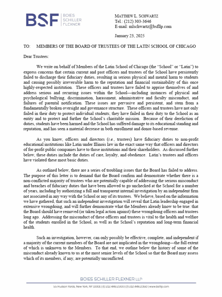 Latin School of Chicago Governance Concerns | PDF | Board Of Directors ...