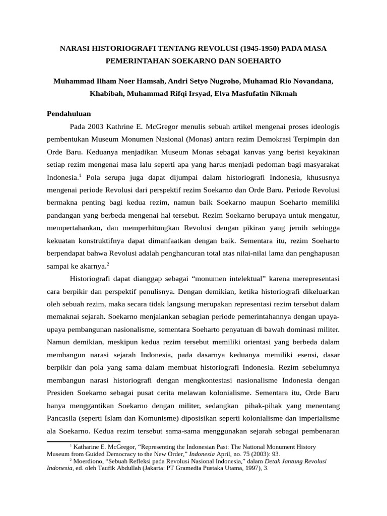 Narasi Historiografi Tentang Revolusi Pada Masa Sukarno Dan Suharto | PDF
