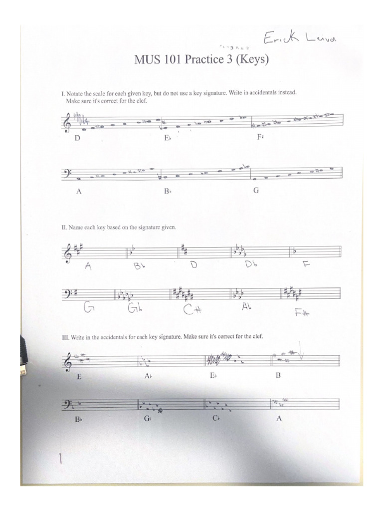 MUS 101 Practice 3 (Keys) | PDF