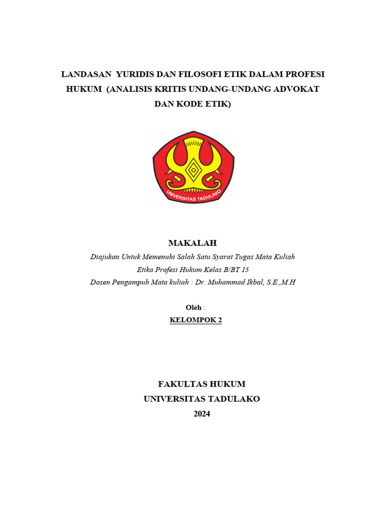 Landasan Yuridis Dan Filosofi Etik Dalam Profesi Hukum 1 | PDF