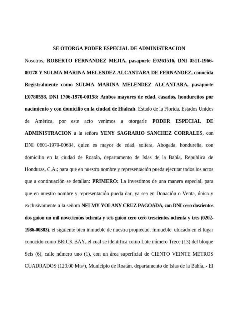 Poder de Administracion - Nelmy Cruz - 07-11-2023 | PDF