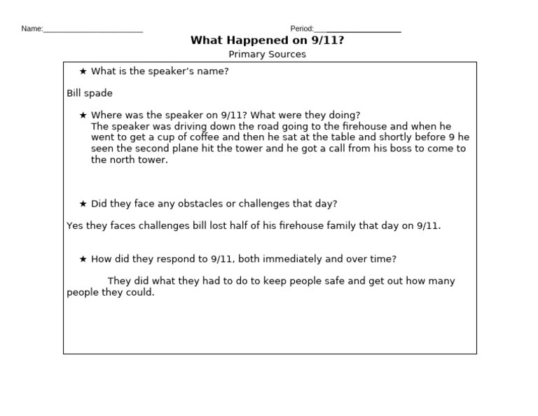 9-11 Primary Source Assignment-1 (1) | PDF