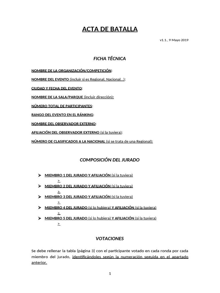 Plantilla de Acta1.1 | PDF