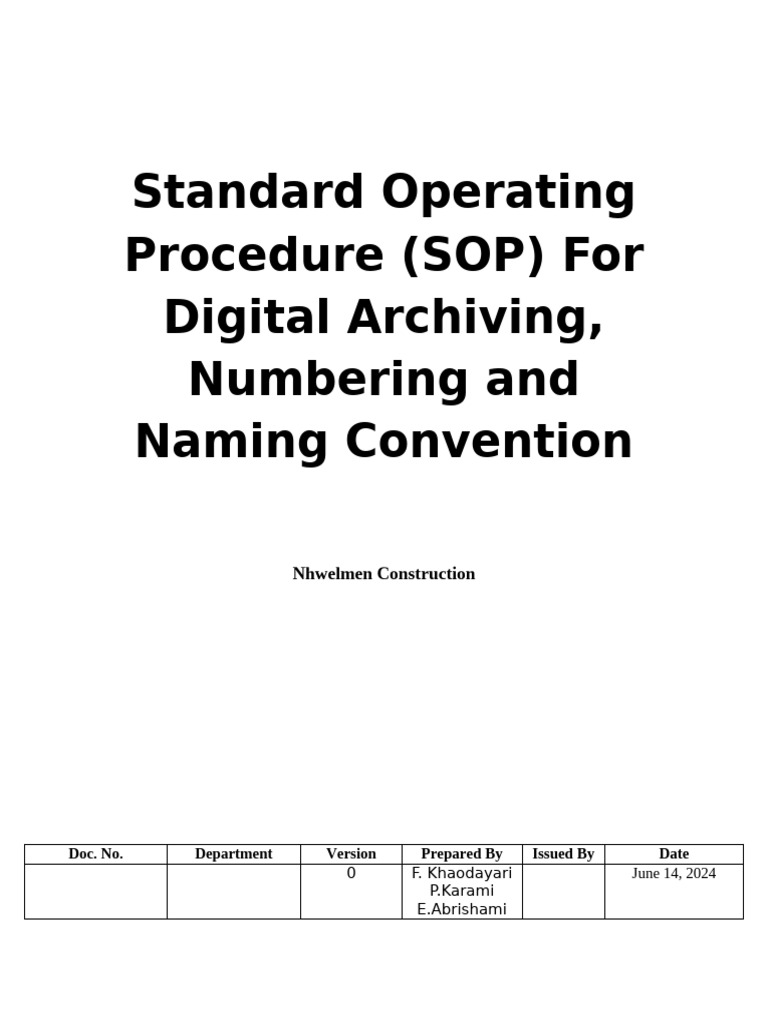 EG 20240613 SOP Digital Archiving Convention 00 | PDF | Information Technology | Data Management