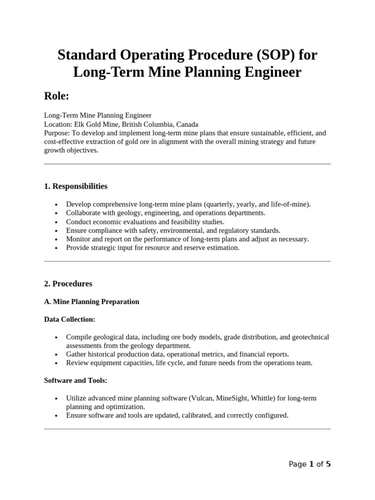 Long-Term Mine Planning SOP Guide | PDF | Mining | Internal Rate Of Return
