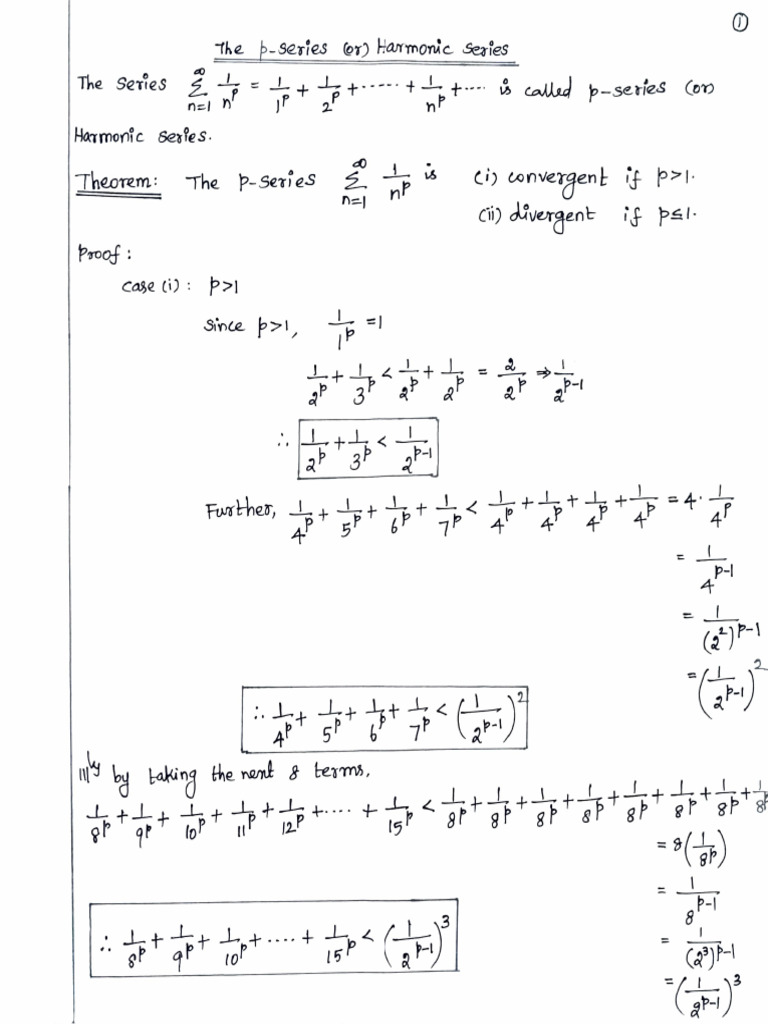 P Series or Harmonic Series | PDF | Mathematical Analysis | Mathematics