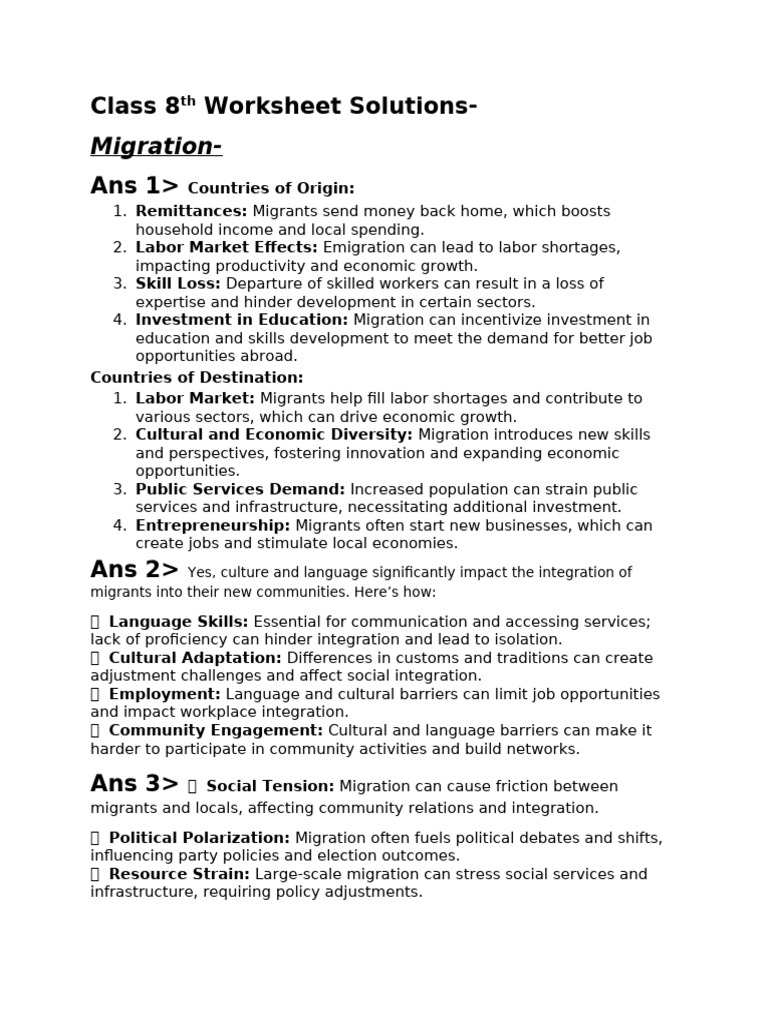 Class 8 Migration and Climate Impact Guide | PDF | Climate Change ...