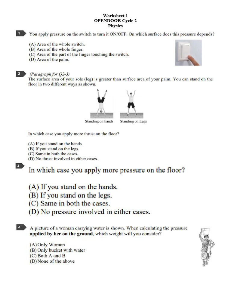 OPENDOOR Cycle 2 Physics Worksheet | PDF