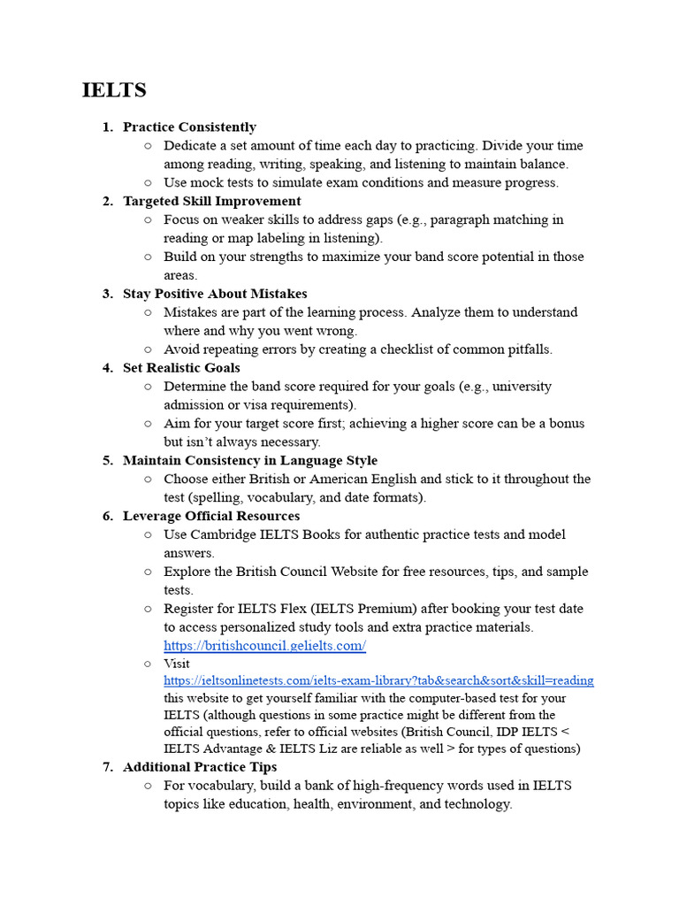 Ielts Tips | PDF | International English Language Testing System ...