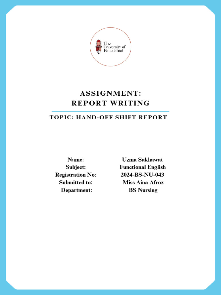 Hand-Off Shift Report | PDF