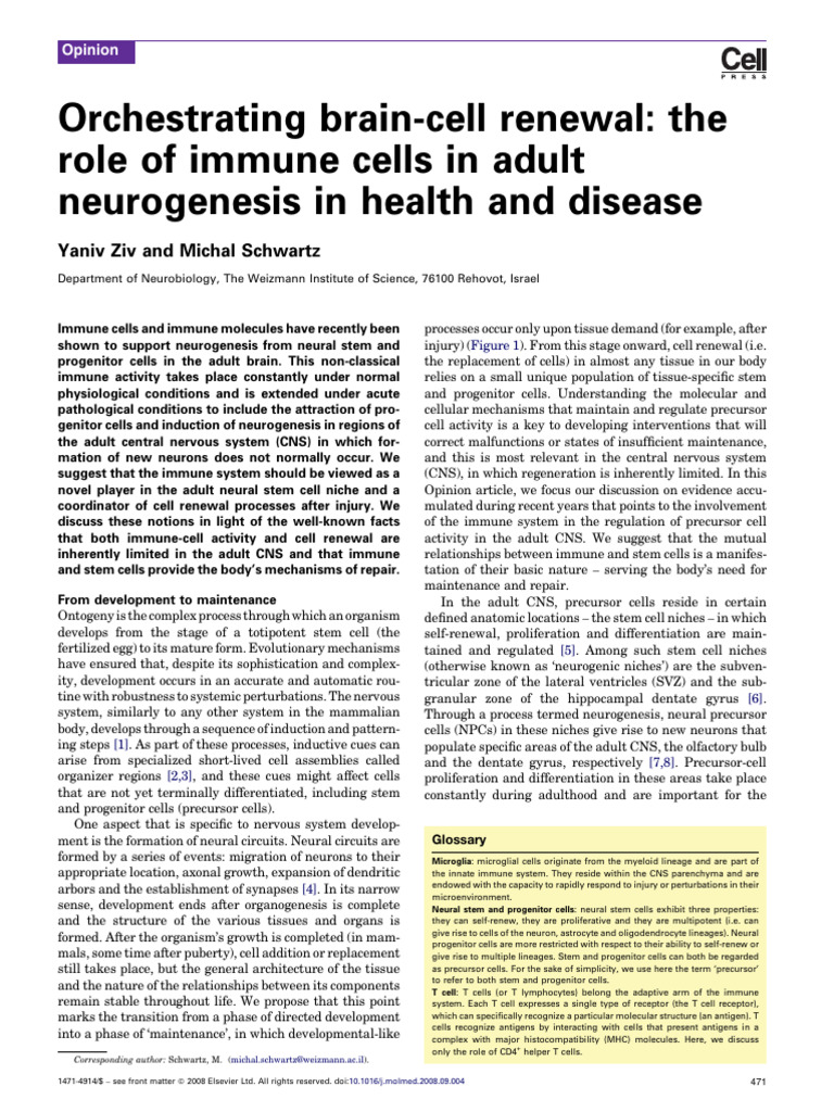 Orchestrating Brain Cell Revival | PDF | Microglia | Neurogenesis