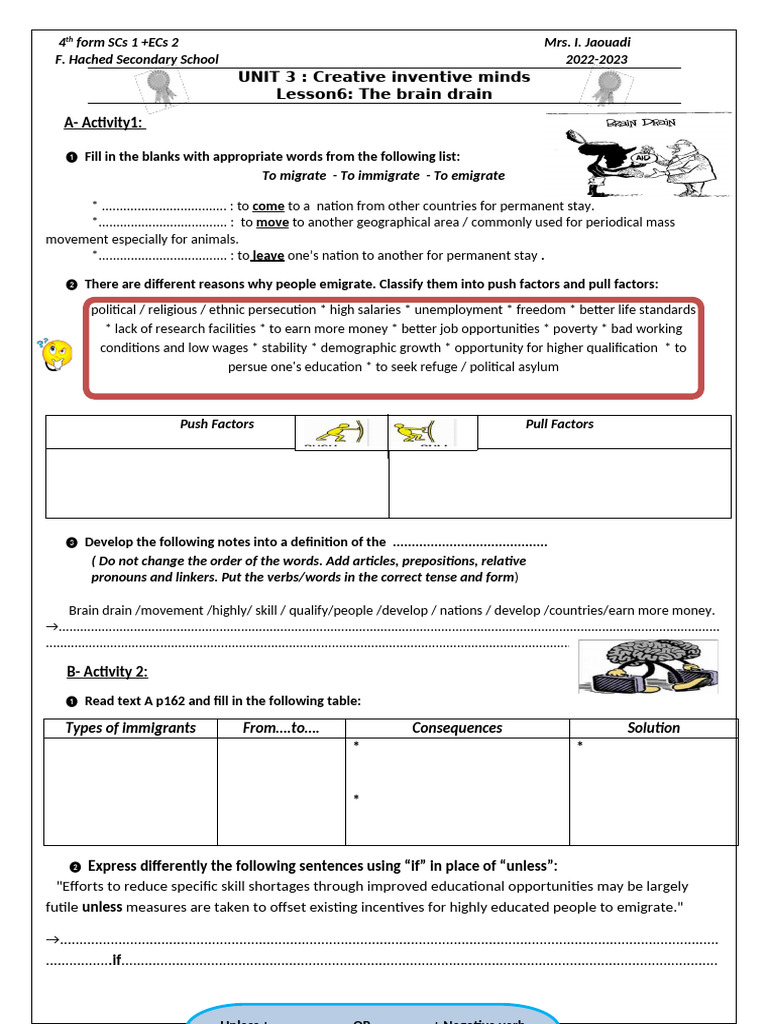 U3 L6 Brain Drain | PDF | Human Migration | Human Capital Flight
