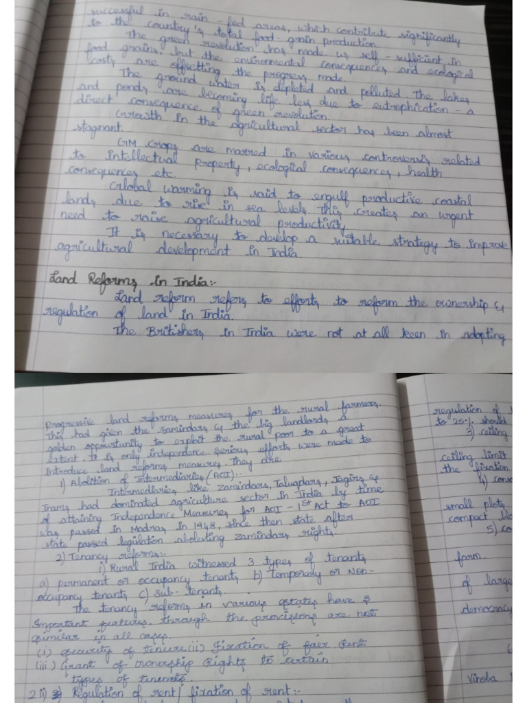 Land Reforms in India Short Notes | PDF