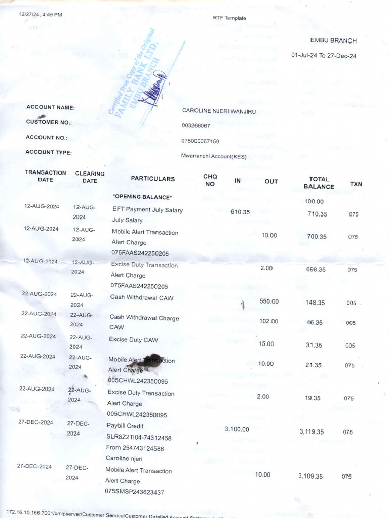 Family Bank Statement Date Two January | PDF
