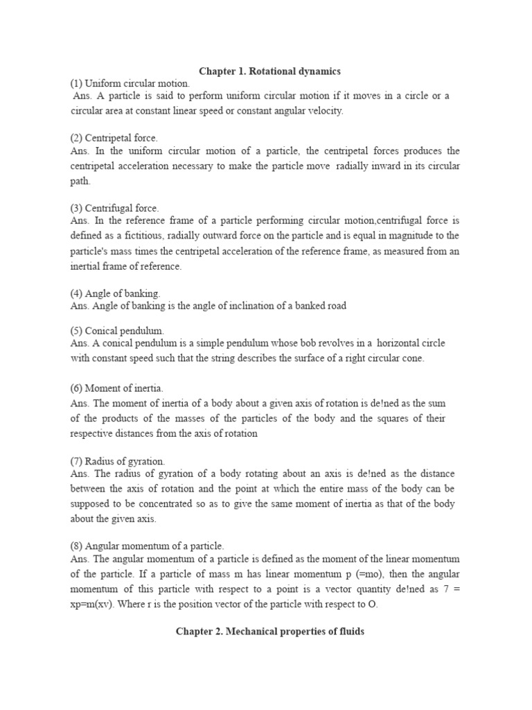 Physics (Chapter 1-5 Definition) - Part 1 | PDF | Rotation Around A Fixed Axis | Oscillation