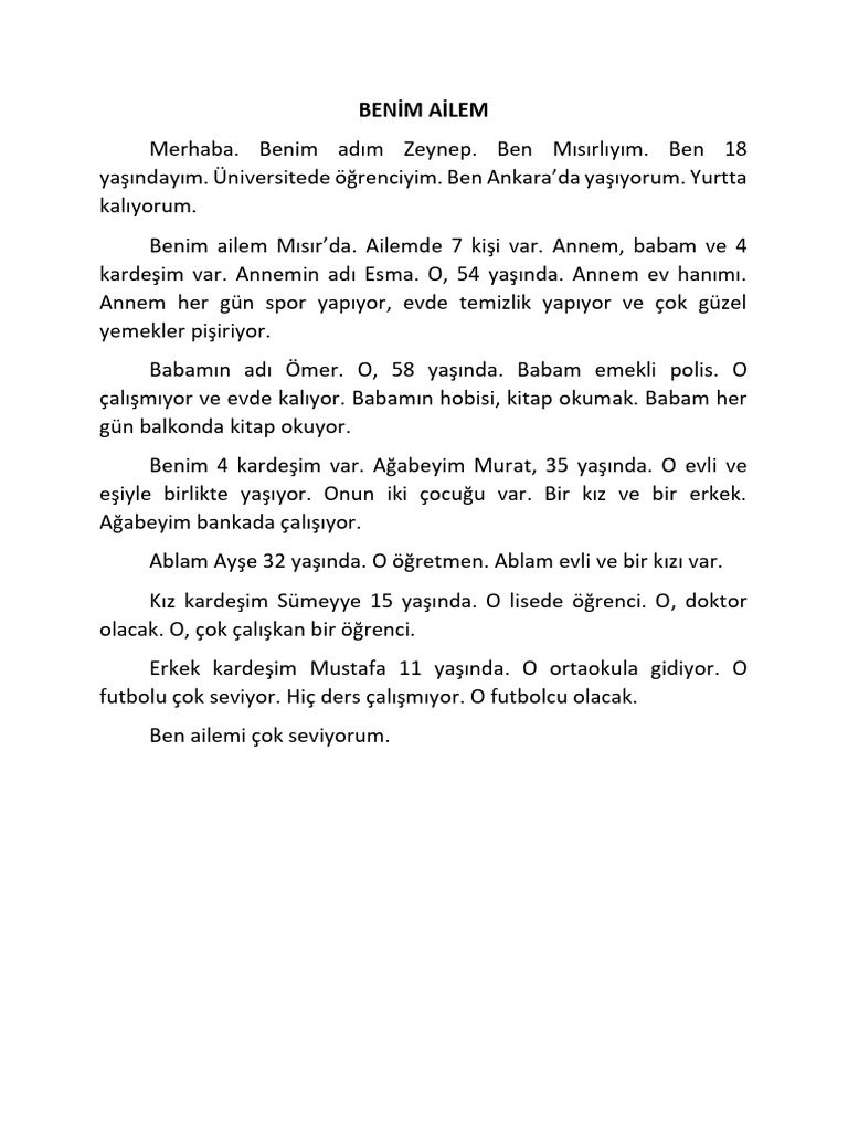 BENİM AİLEM | PDF