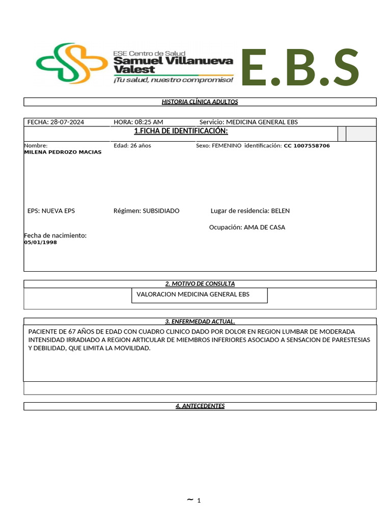 MILENA PEDROZO MACIAS 077 | PDF | Medicina CLINICA | Medicina