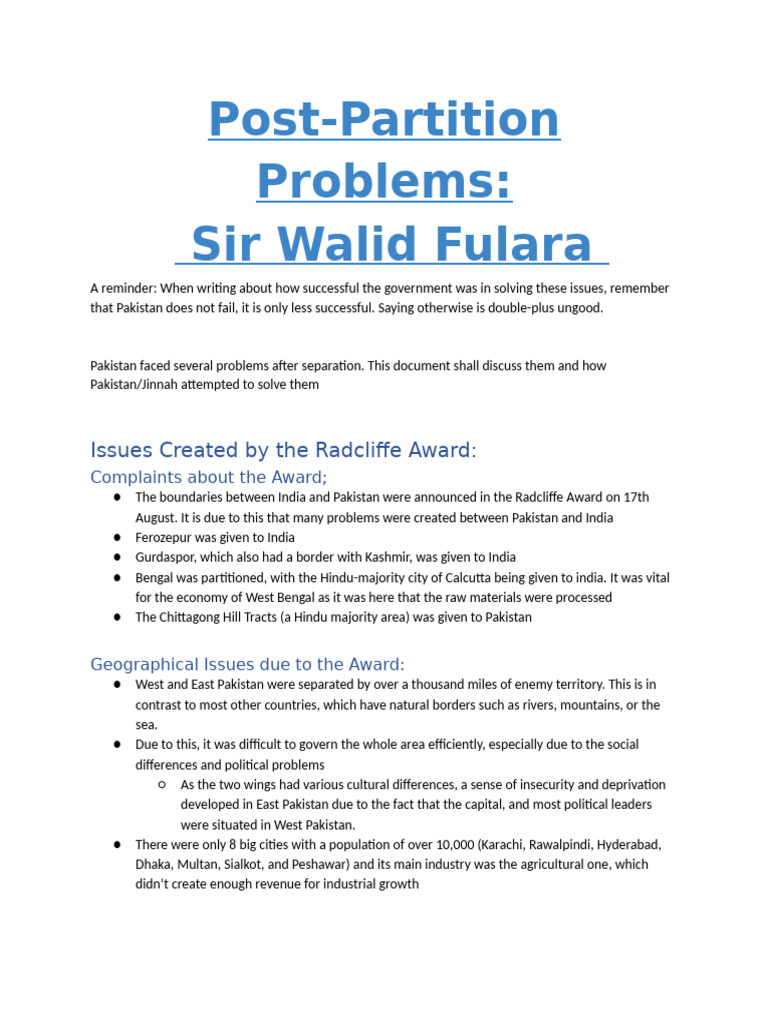 Problems Faced by Young Pakistan | PDF | Pakistan | Muhammad Ali Jinnah