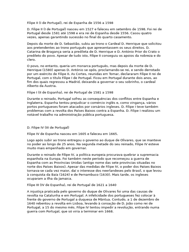 Filipe II: Rei de Portugal e Espanha | PDF | Portugal