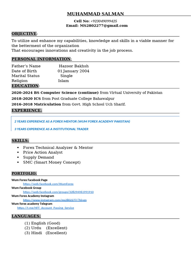 Salman CV Forex | PDF