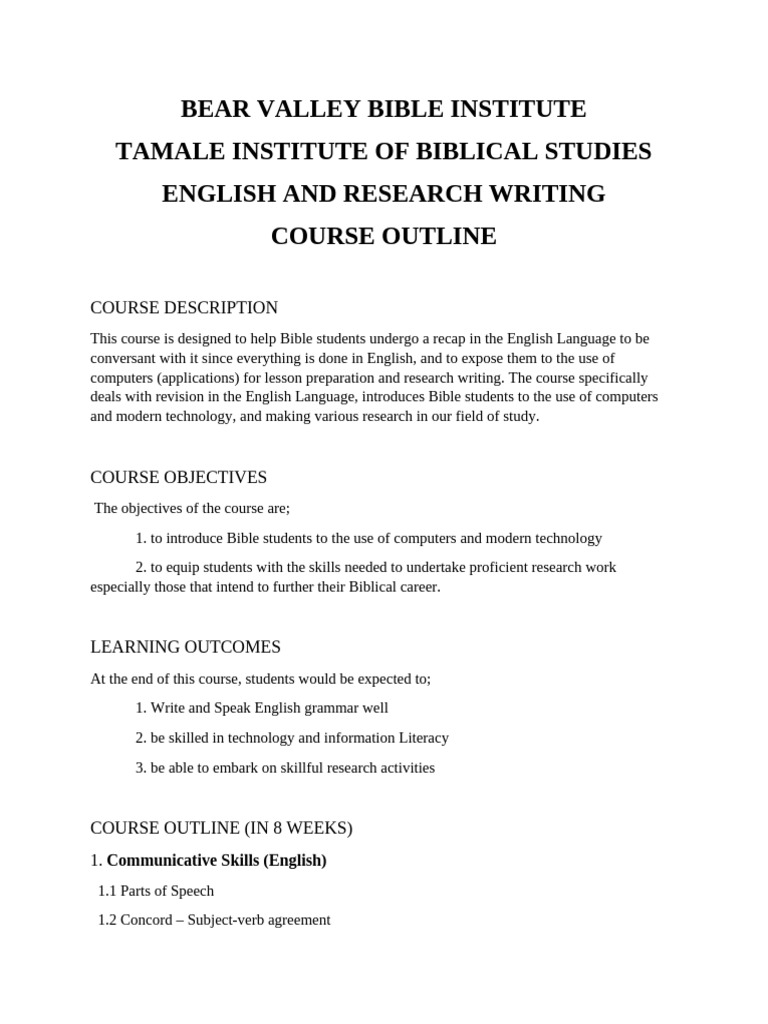 Research Course Outline | PDF