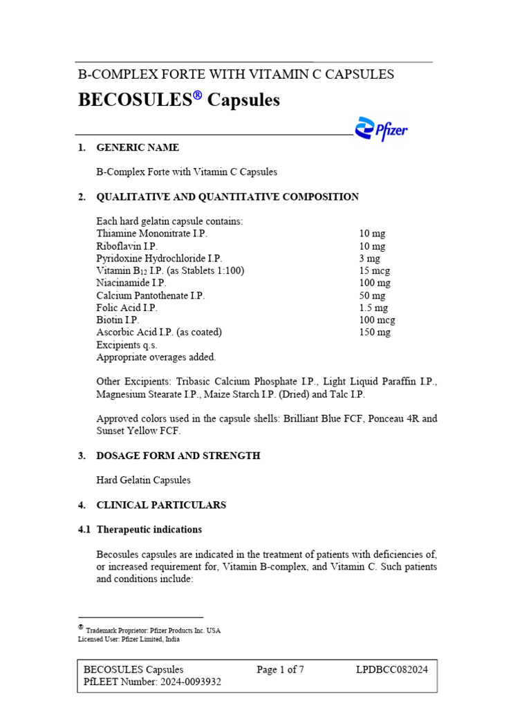 BECOSULES - Contents | PDF | Vitamin | Vitamin B12