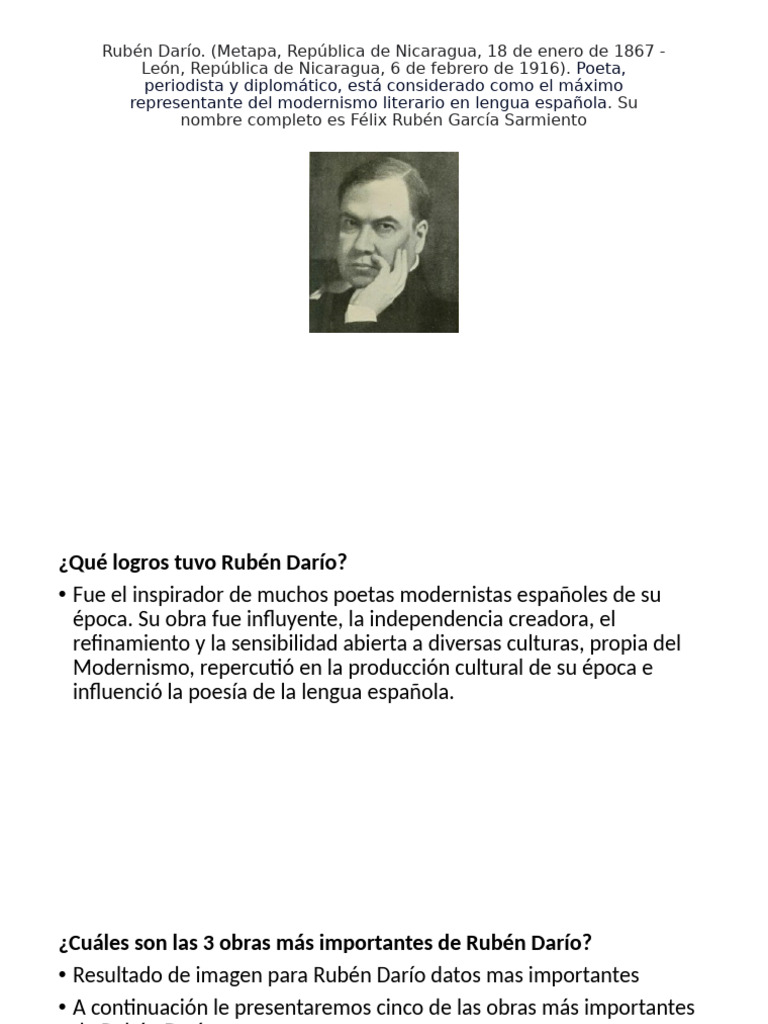 Rubén Darío: Modernismo y Obras Clave | PDF