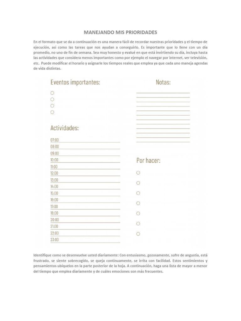 Manejando Mis Prioridades | PDF
