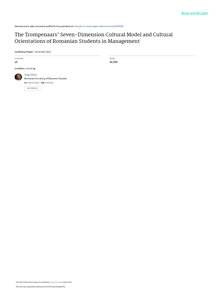 The Seven Dimensions of Culture | PDF | Social Psychology | Behavioural ...