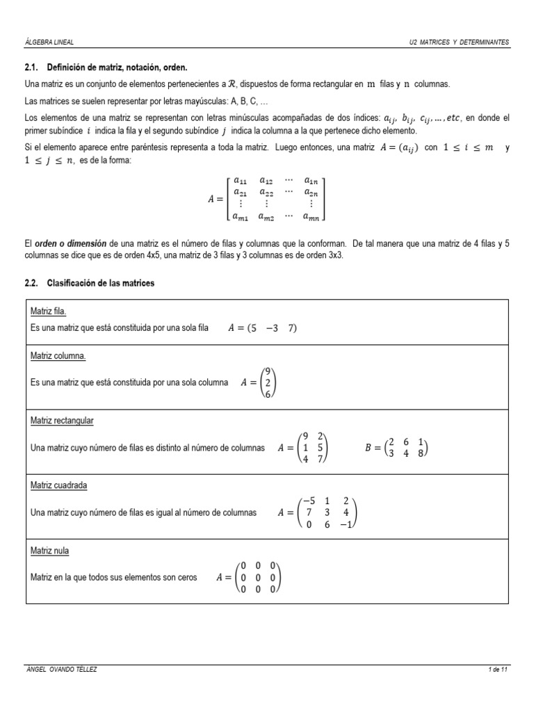 U2 Matrices y Determin V3 | PDF | Matriz (Matemáticas) | Determinante