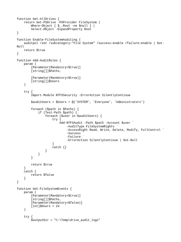 Network Drive Audit Script | PDF | File System | Computer Data