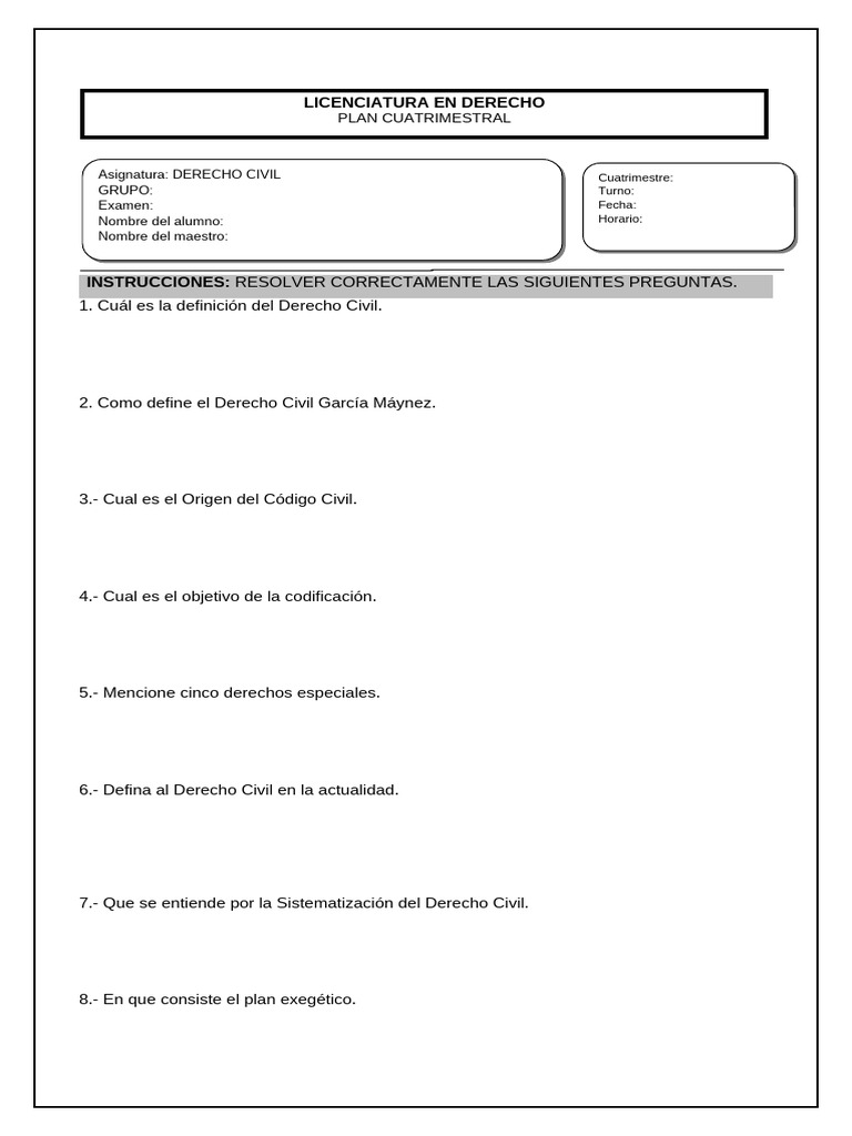 Examen de Derecho Civil Final 250923 | PDF
