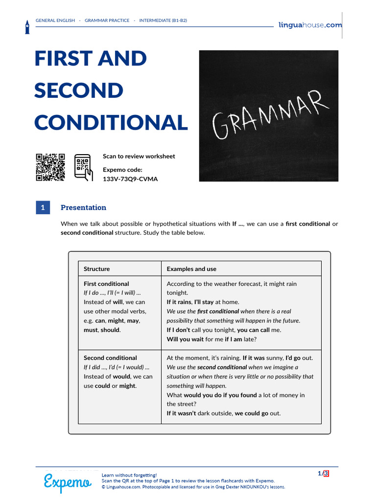 First and Second Conditional British English Student 100511 | PDF | Language Mechanics | Grammar