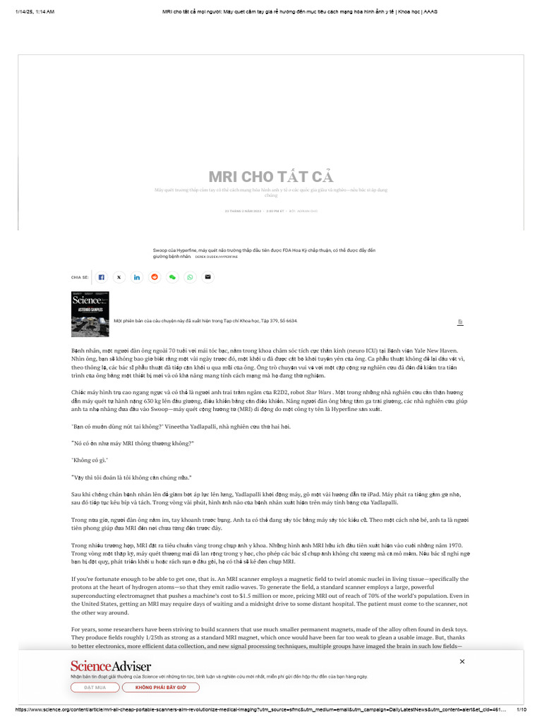 MRI Cho Tất Cả Mọi Người - Máy Quét Cầm Tay Giá Rẻ Hướng Đến Mục Tiêu Cách Mạng Hóa Hình Ảnh y ...