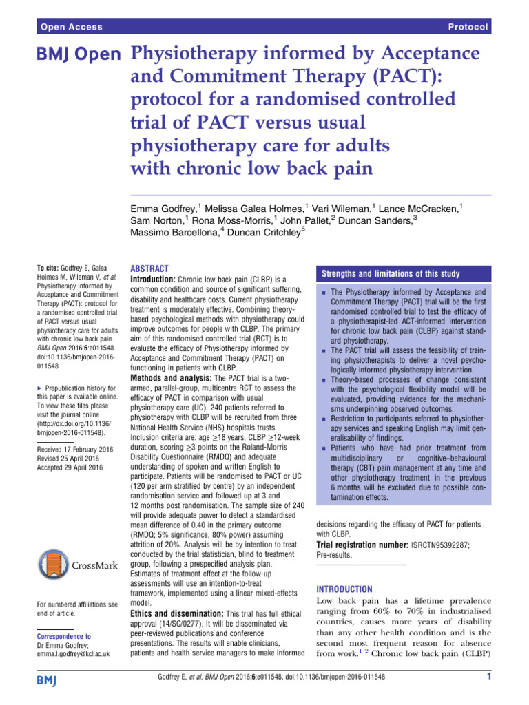 2020 + PROTOCOLLO ARTICOLO Physical Therapy Informed by Acceptance and ...